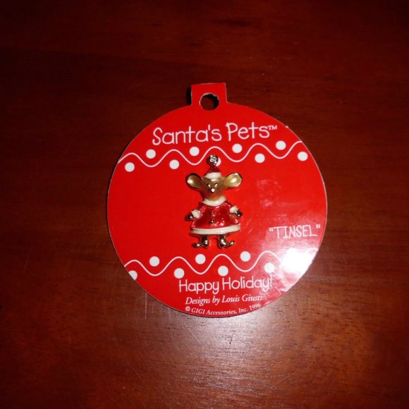 Gigi Accessories | Jewelry | Santas Pets Tinsel The Mouse Gold Tone ...